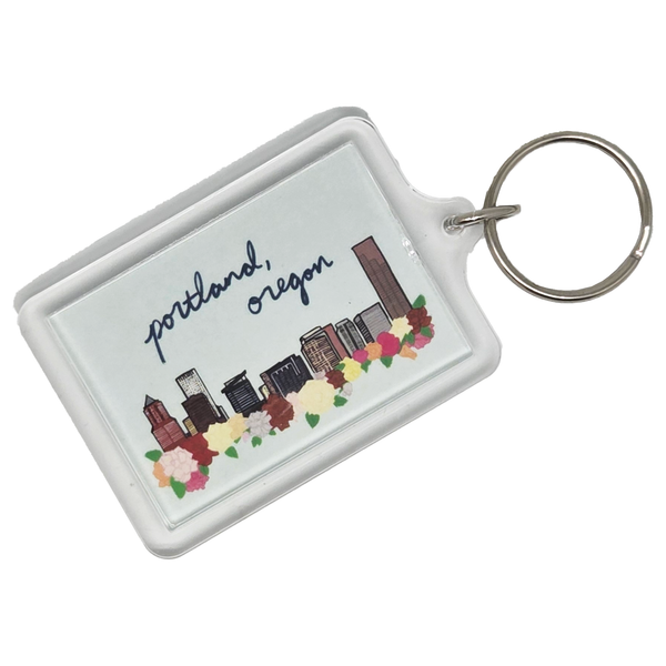 Rose Cityscape Keychain - Hello From Portland